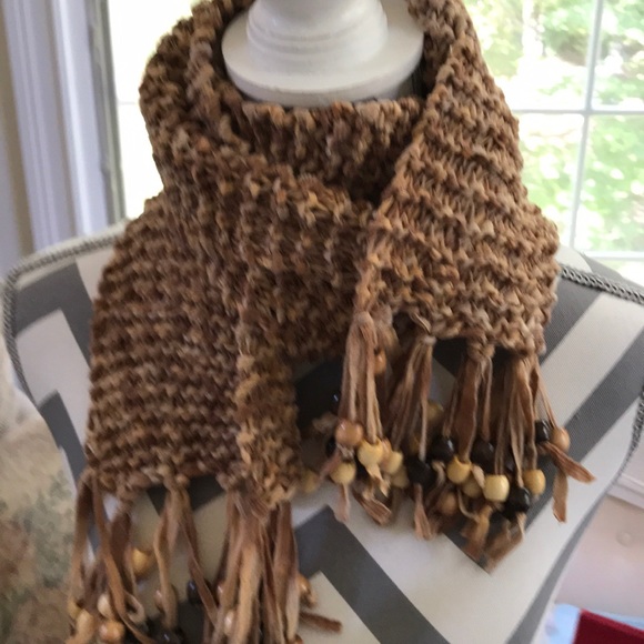 handknit | Accessories | Pretty Three Color Ribbon Knit Brown Tone ...
